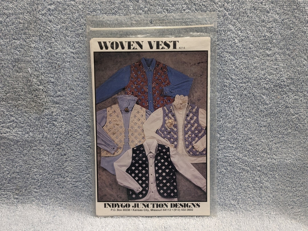 Woven Vest Indygo Junction Designs Vintage Copyright 1993 Vest Pattern ...