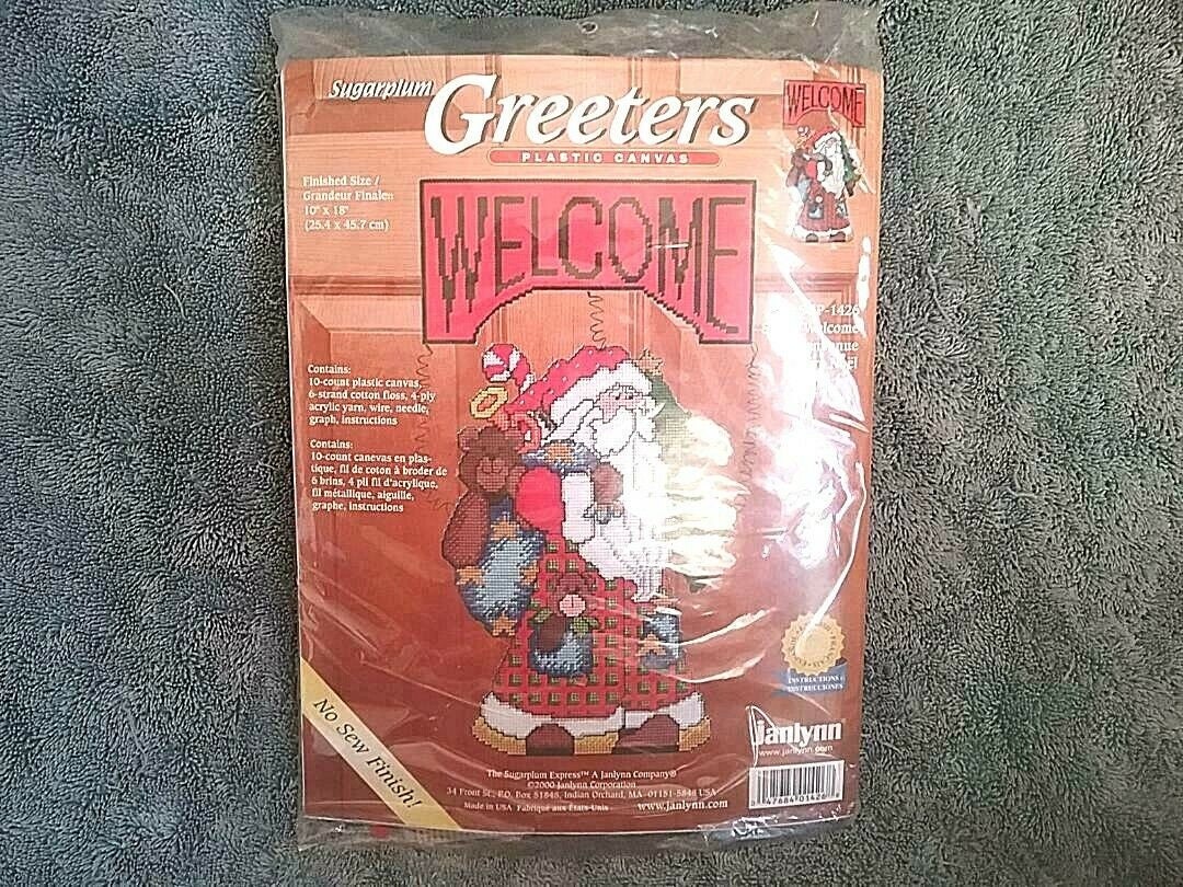 Santa Welcome Sign Sugarplum Greeters Plastic Canvas Janlynn Tri ...