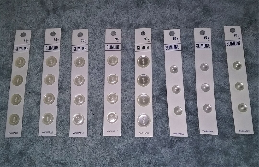 Vintage Slimline Streamline Buttons White 3 Styles Cards Sold ...