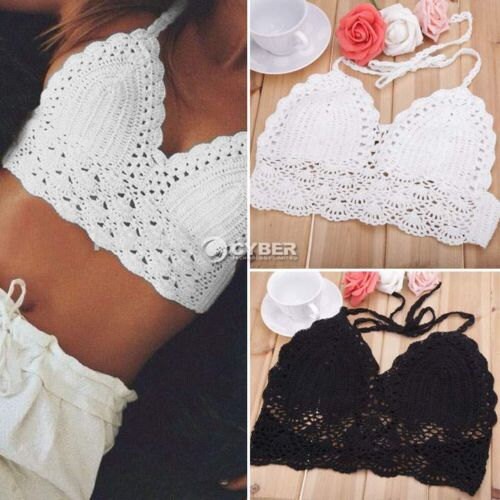Black Crochet Lace Beachbabe Crop Top Luxurious Sexy Boho Etsy