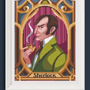 3 Cross Stitch Patterns - Sherlock Holmes Watson and Irene Adler ...