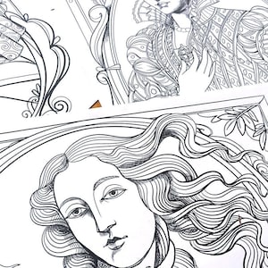 5 Coloring Pages - Leonardo Da Vinci Vermeer Bronzino and Botticelli by ...