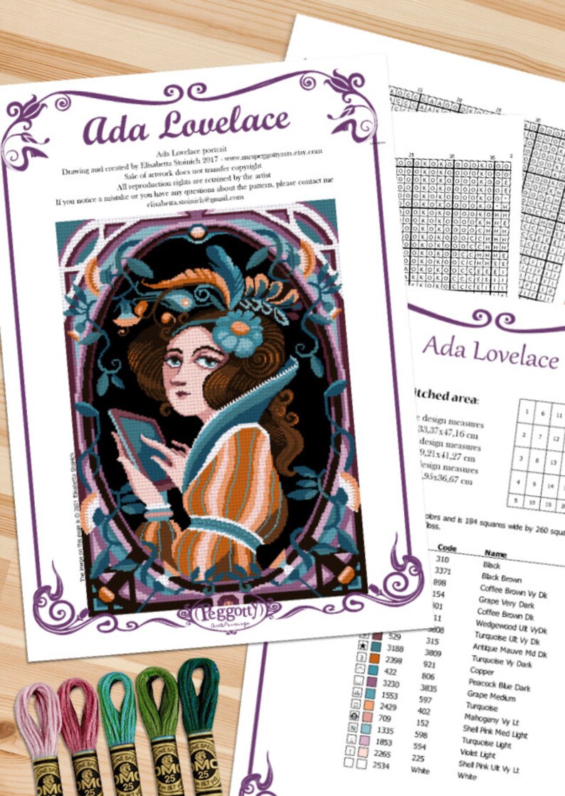 Ada Lovelace Cross Stitch Pattern PDF Instant Download - Etsy