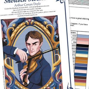 Sherlock Holmes Playing Violin Cross Stitch Pattern - Arthur Conan ...