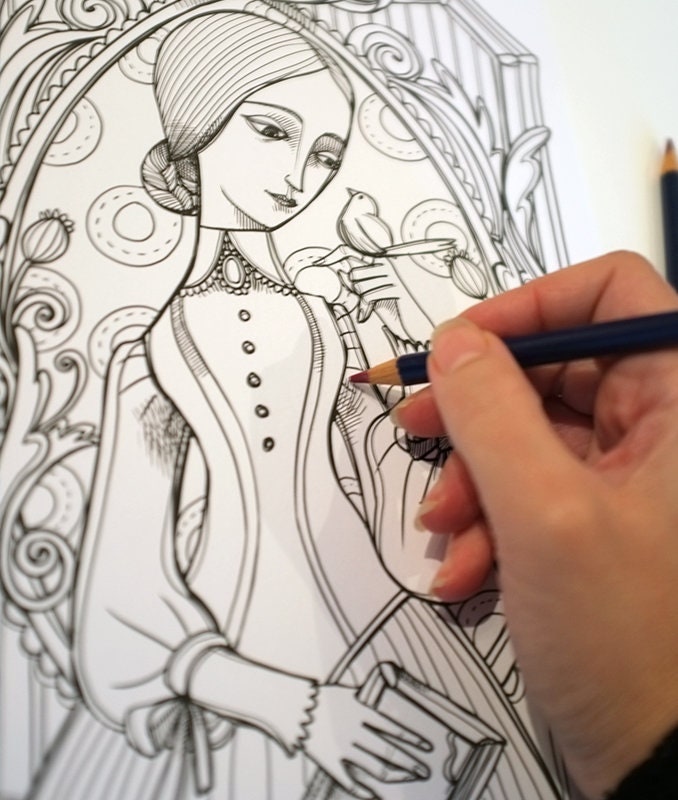 Coloring Page PDF jane Eyre Charlotte Bronte Instant | Etsy