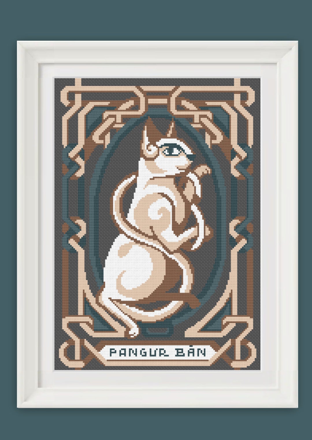 Cross Stitch Pattern - Pangur Bán the Celtic Cat - Diamond Painting ...