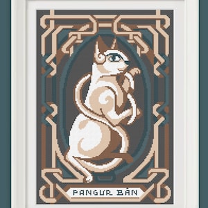 Cross Stitch Pattern - Pangur Bán the Celtic Cat - Diamond Painting ...