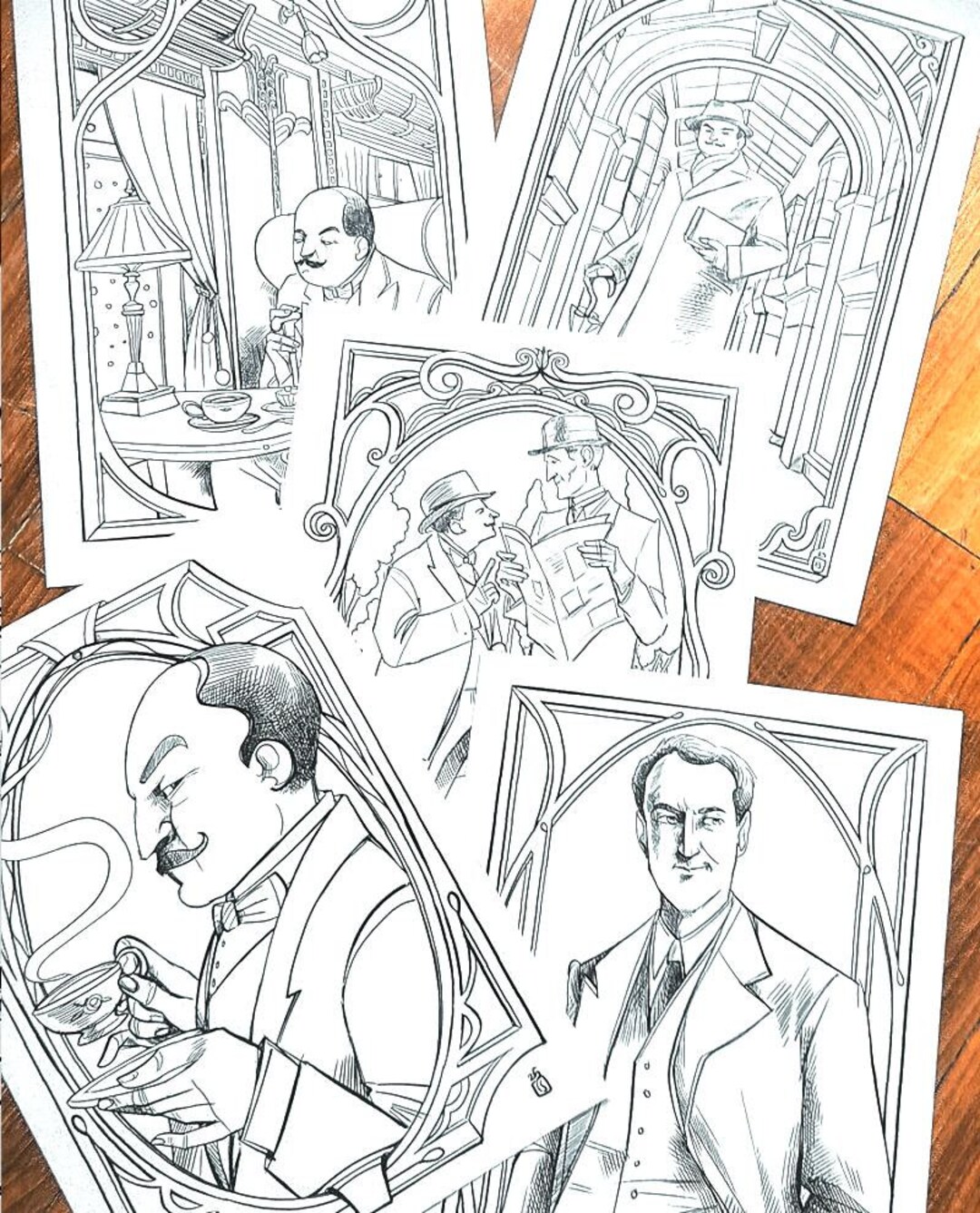 Coloring Page PDF - Agatha Christie - Hercule Poirot Portrait Coloring ...