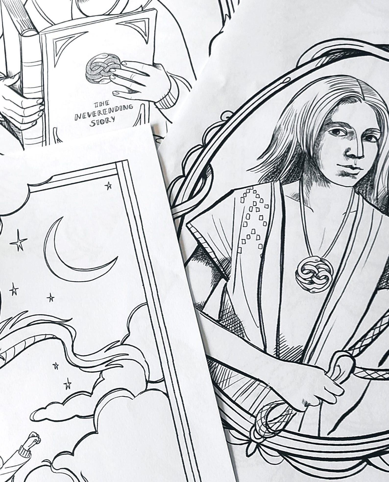 The Neverending Story - 7 Coloring Pages PDF - Atreyu Artax Bastian ...
