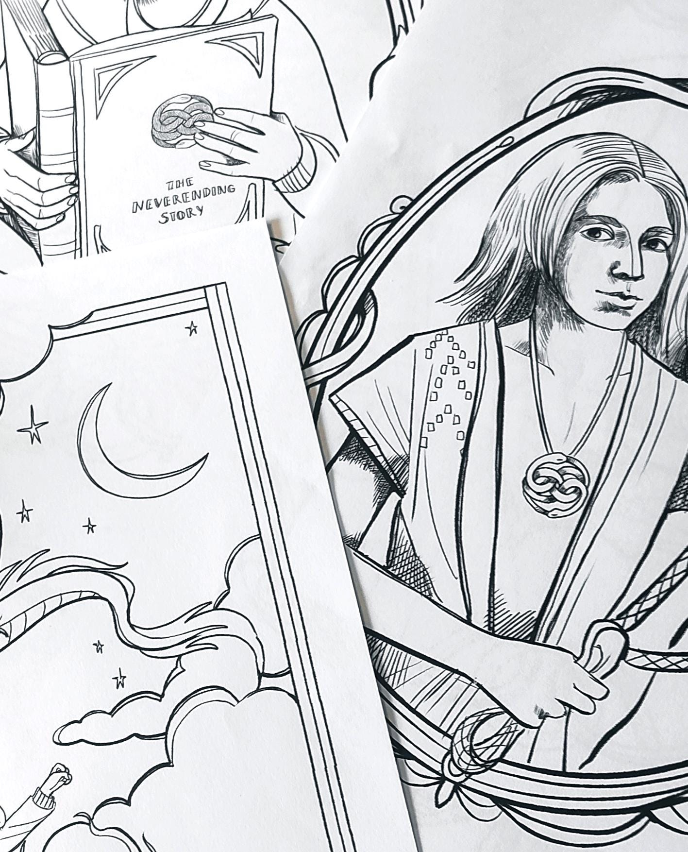 The Neverending Story - 7 Coloring Pages PDF - Atreyu Artax Bastian ...