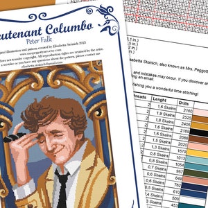 Counted Stitch Pattern - Lieutenant Columbo - Peter Falk Portrait - PDF ...