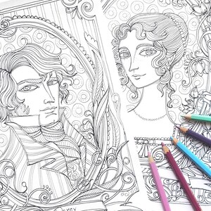 Coloring Page JPG - Pride and Prejudice - Lizzy and Darcy Portraits ...
