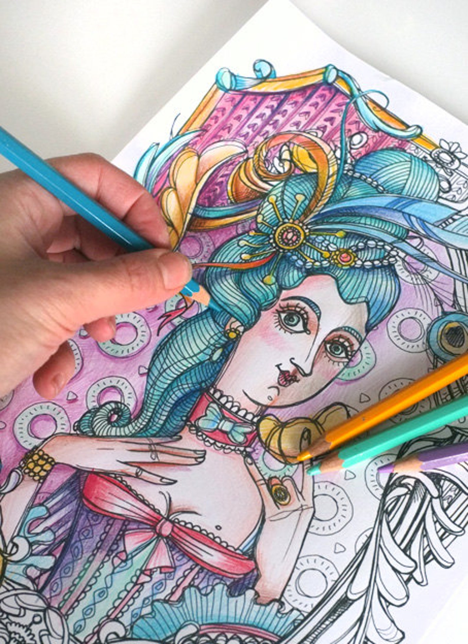 Coloring Page- Marie Antoinette Portrait -PDF Instant Download ...