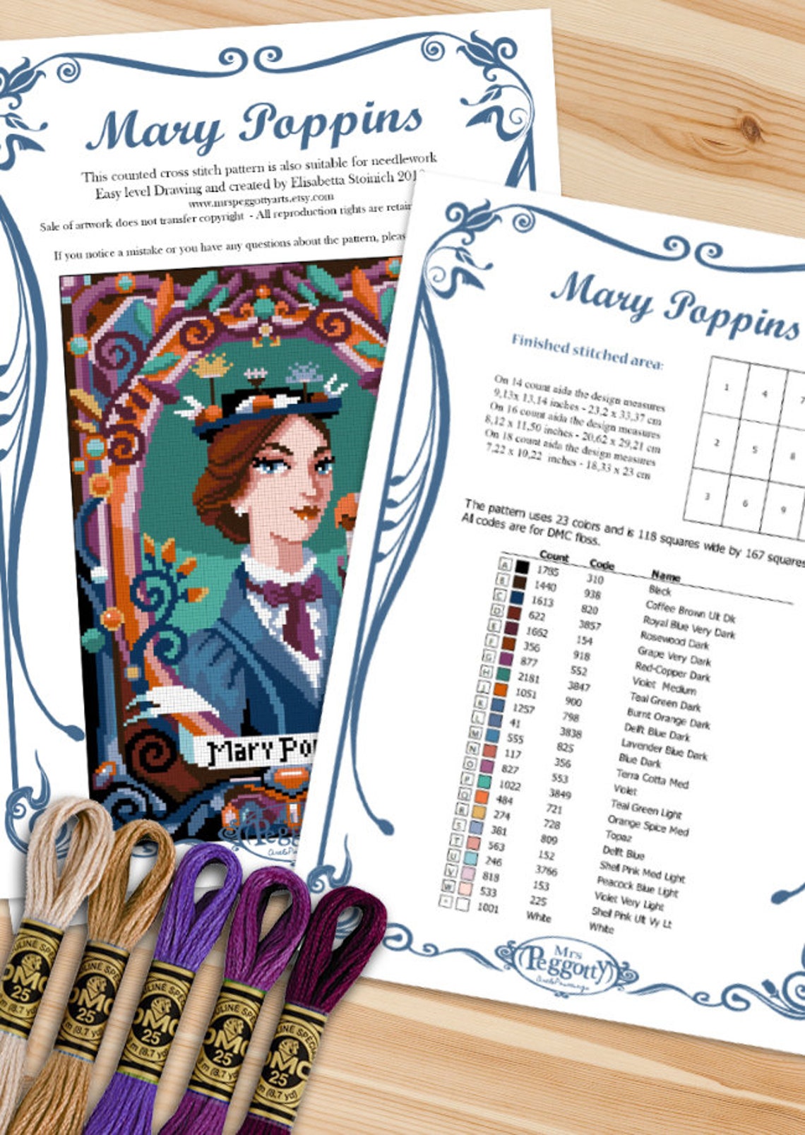 Cross Stitch Pattern Mary Poppins Portrait P.l.travers | Etsy Australia