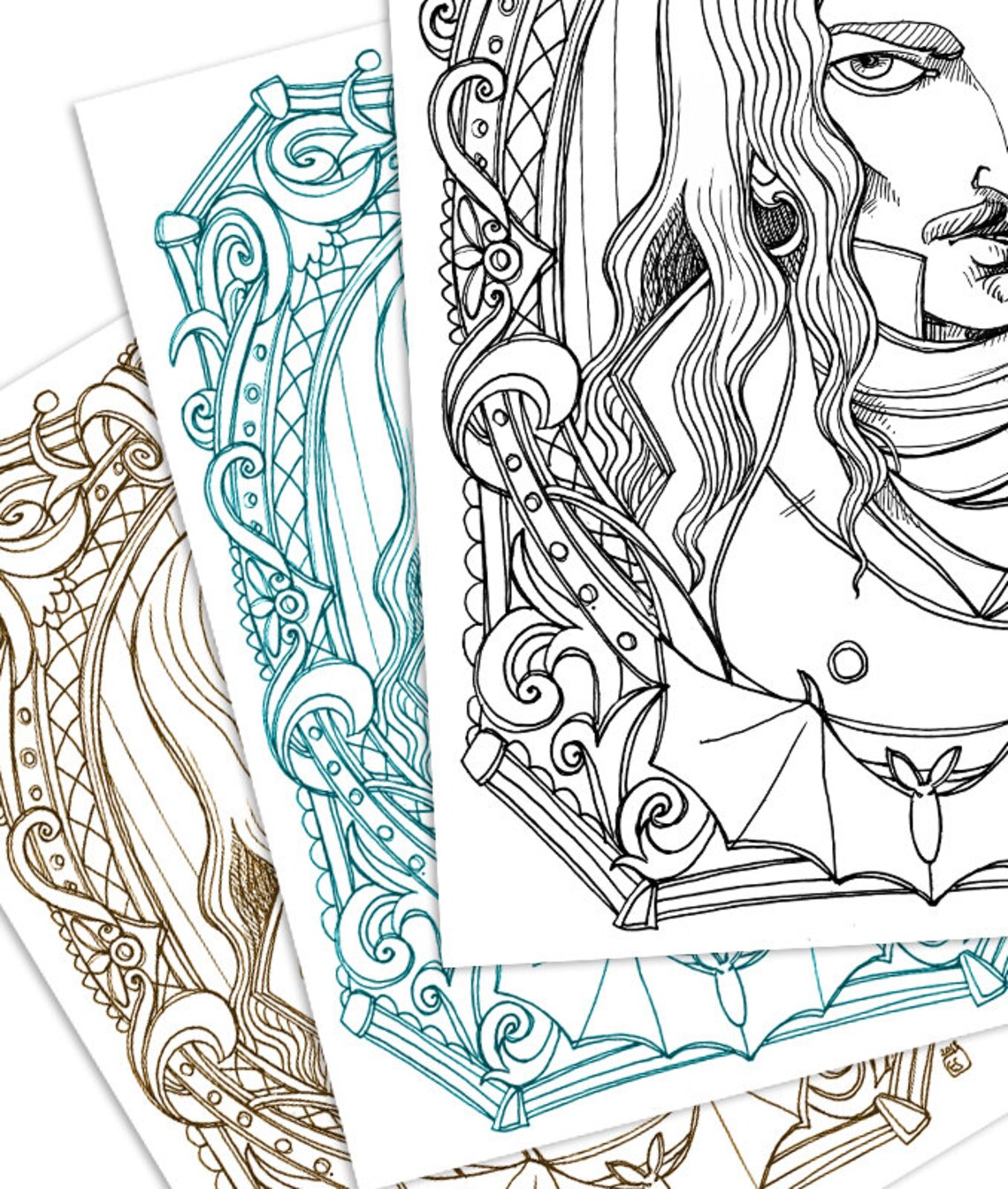 2 Coloring Pages Count Dracula and Mina Murray Harker From - Etsy