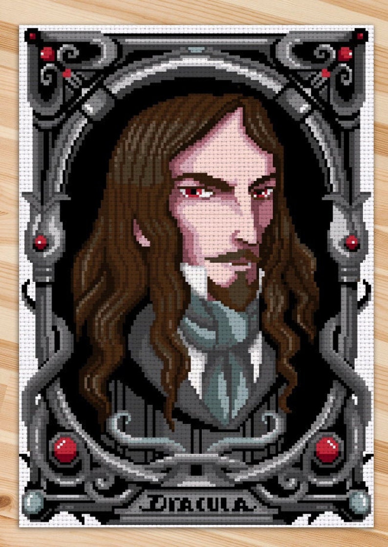 Dracula Cross Stitch Pattern Colors and Black and White PDF - Etsy