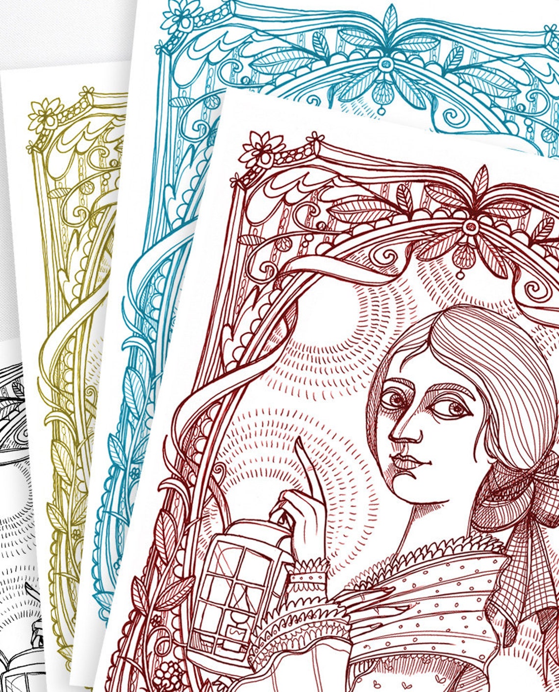 Coloring Page PDF charlotte Bronte Coloring Portrait | Etsy