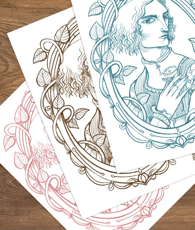 Coloring Pages - Tristan and Iseult -instant Download - 2 Printable ...