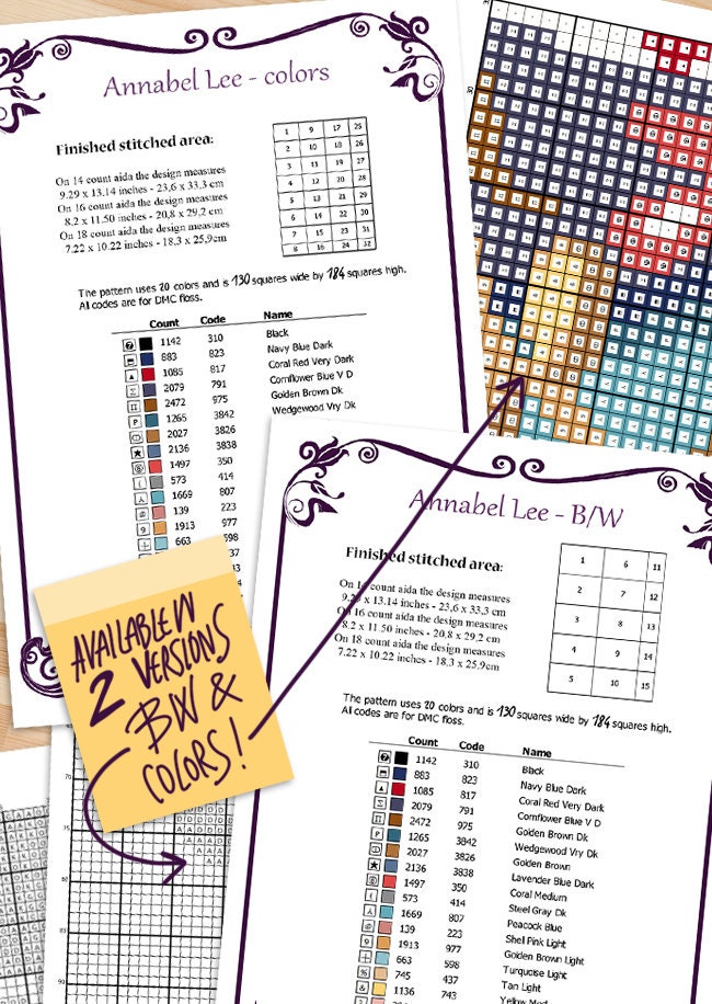 Cross Stitch Stitch Pattern edgar Allan Poe Annabel Lee | Etsy Canada