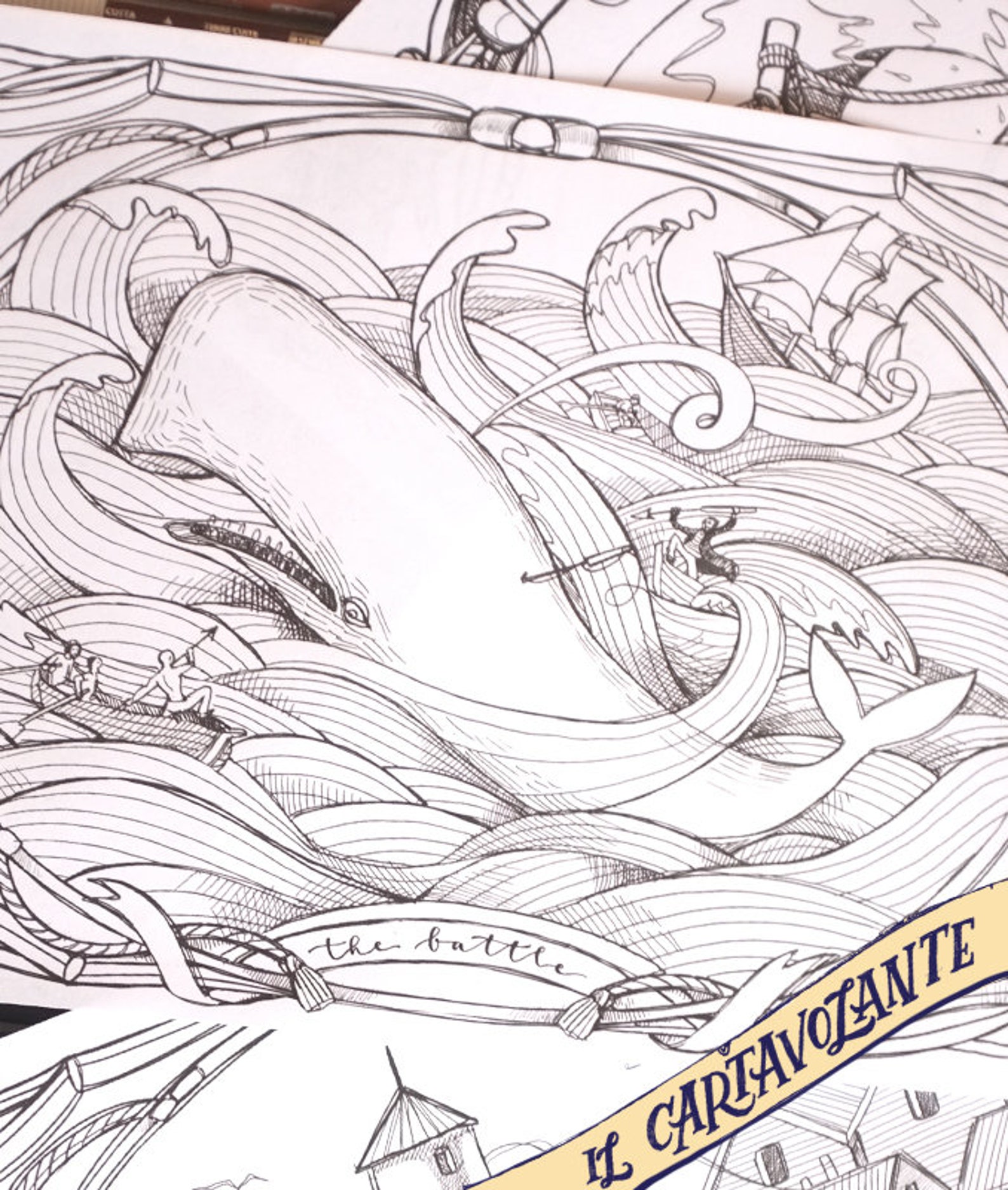 Coloring Book -moby Dick - Herman Melville Bundle - 5 Coloring Pages ...