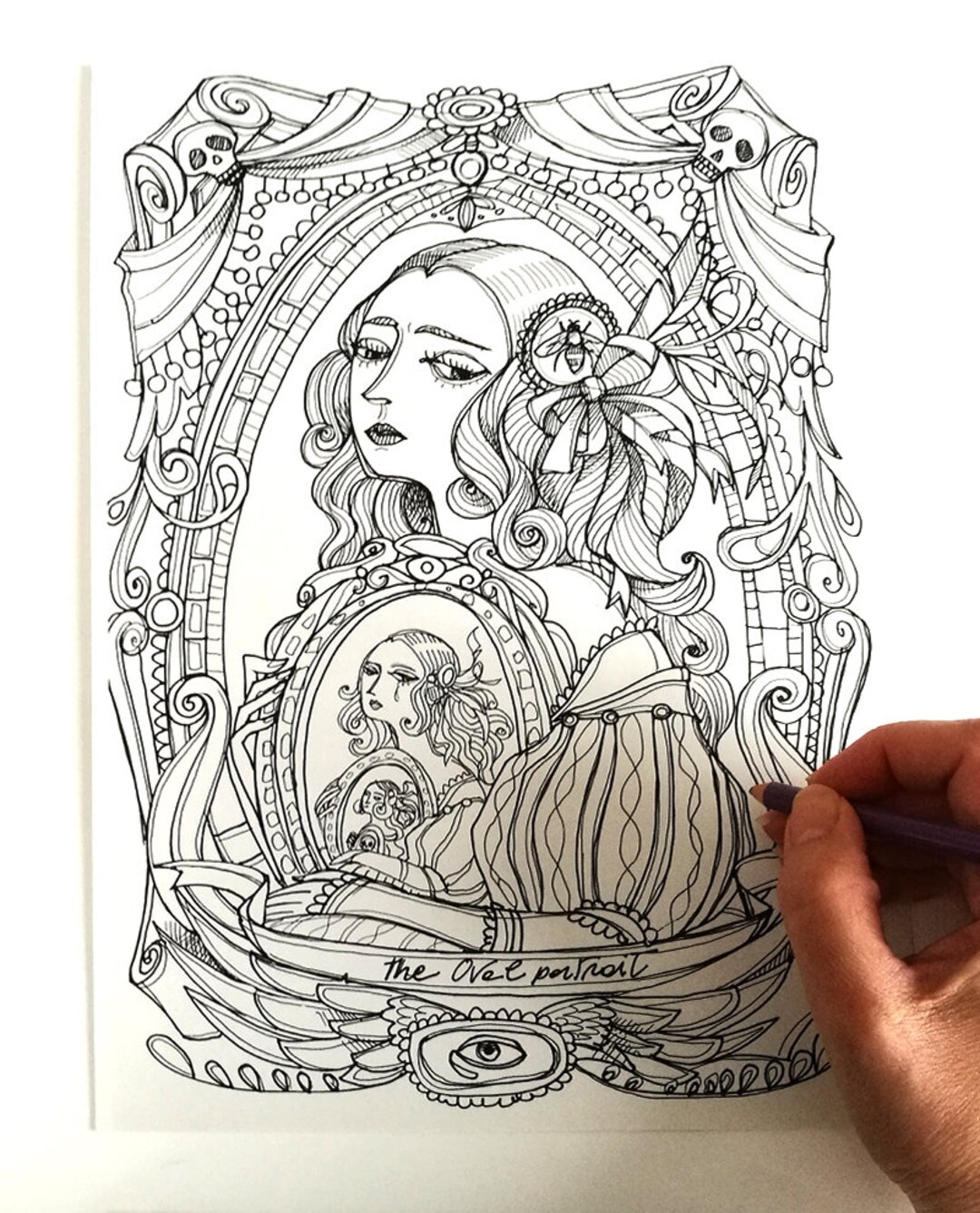 Coloring Page the Oval Portrait Edgar Allan Poe Instant Download ...