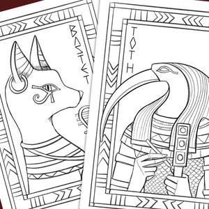 COLORING BOOK - Egyptian Deities - 9 Pages Inspired by Ancient Egyptian ...
