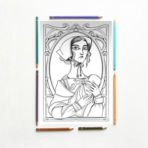 Coloring Page - Hester Prynne and Pearl - the Scarlet Letter ...