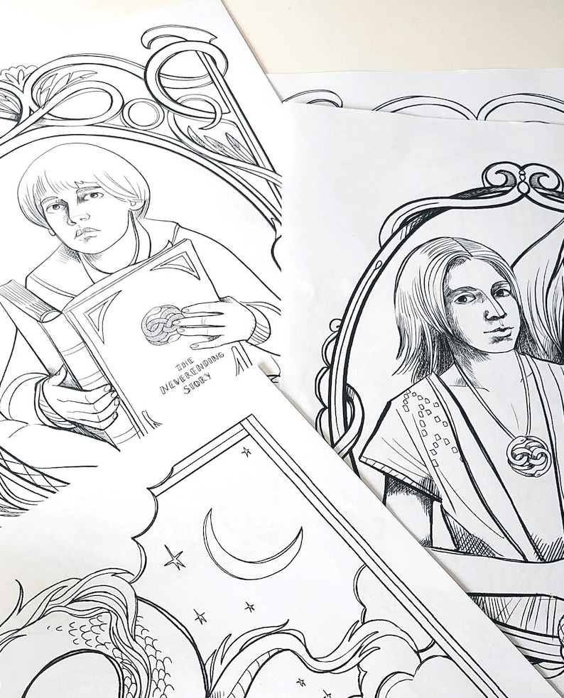 The Neverending Story - 7 Coloring Pages PDF - Atreyu Artax Bastian ...
