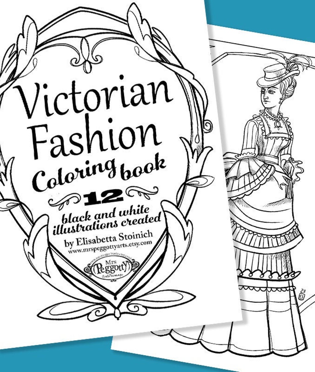 Victorian Fashion Coloring Book PDF - 12 Illustrations Ready to ...