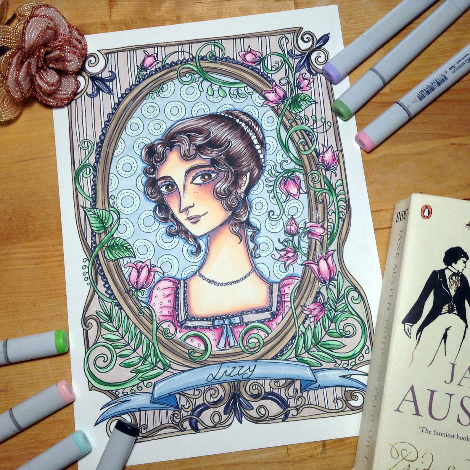 Coloring Page JPG - Pride and Prejudice - Lizzy and Darcy Portraits ...