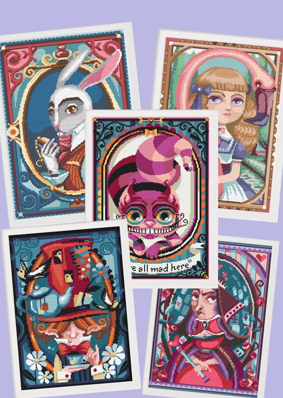 Cross Stitch - the WONDERLAND BUNDLE - 5 Patterns From Alice in ...