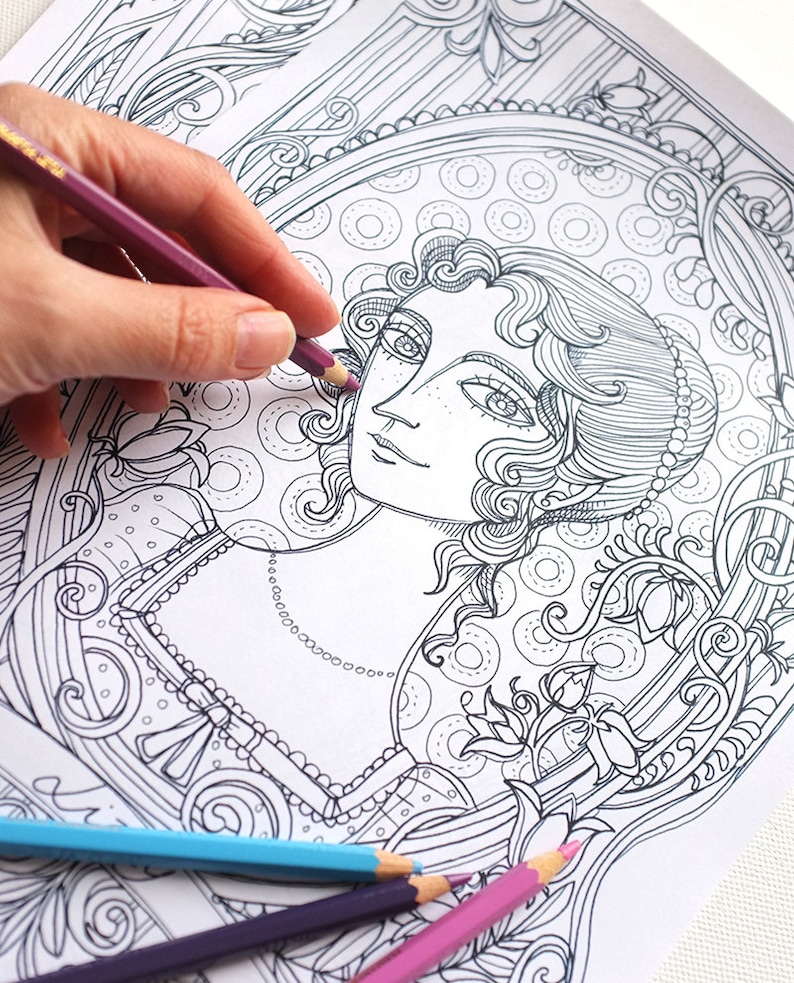 Coloring Page JPG Pride and Prejudice Lizzy and Darcy | Etsy