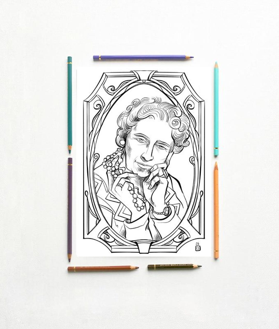 Coloring Page PDF - Agatha Christie Portrait - Instant Download - Art ...