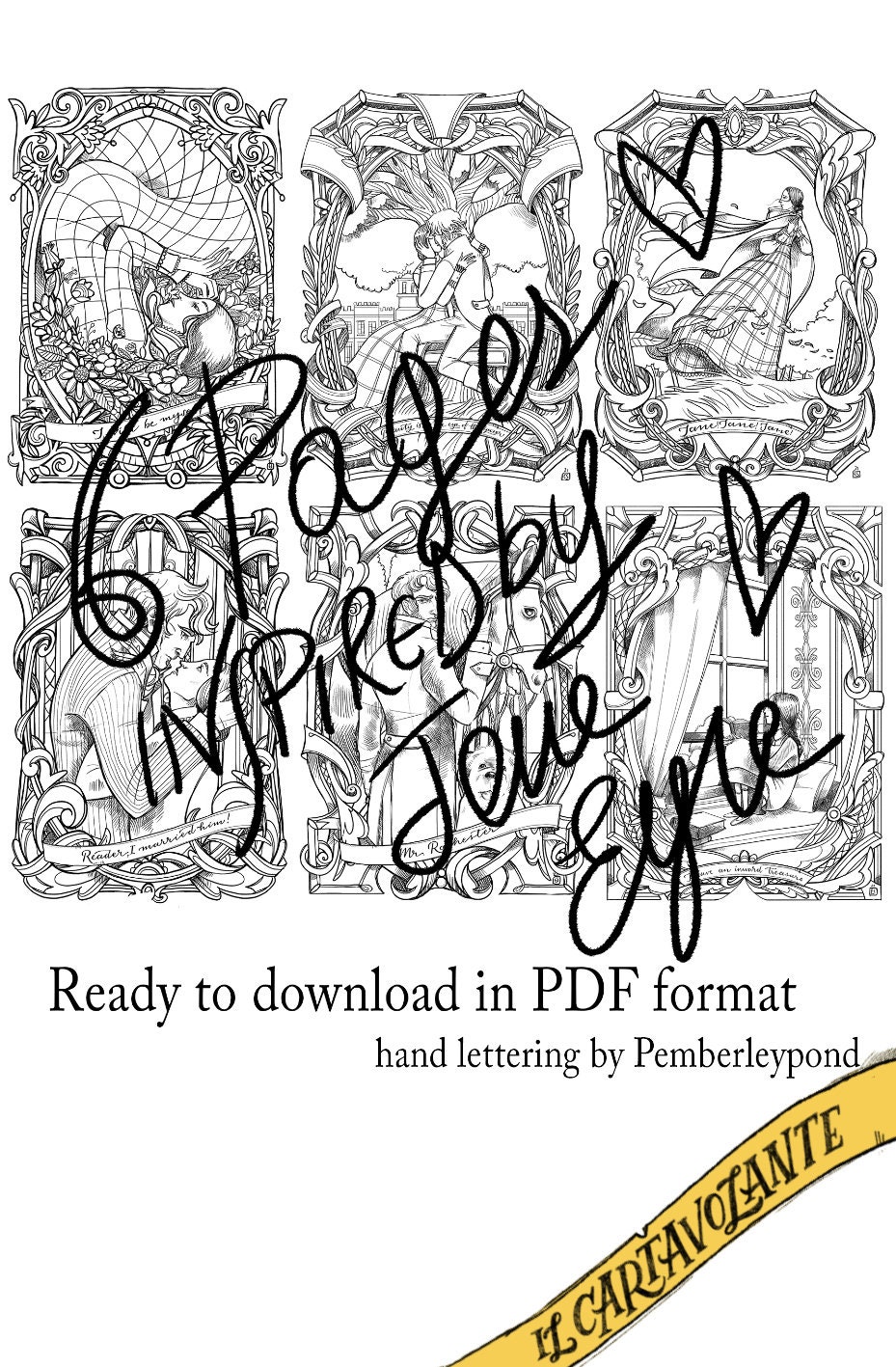 Jane Eyre Coloring Book 6 Pages to Color From Charlotte | Etsy