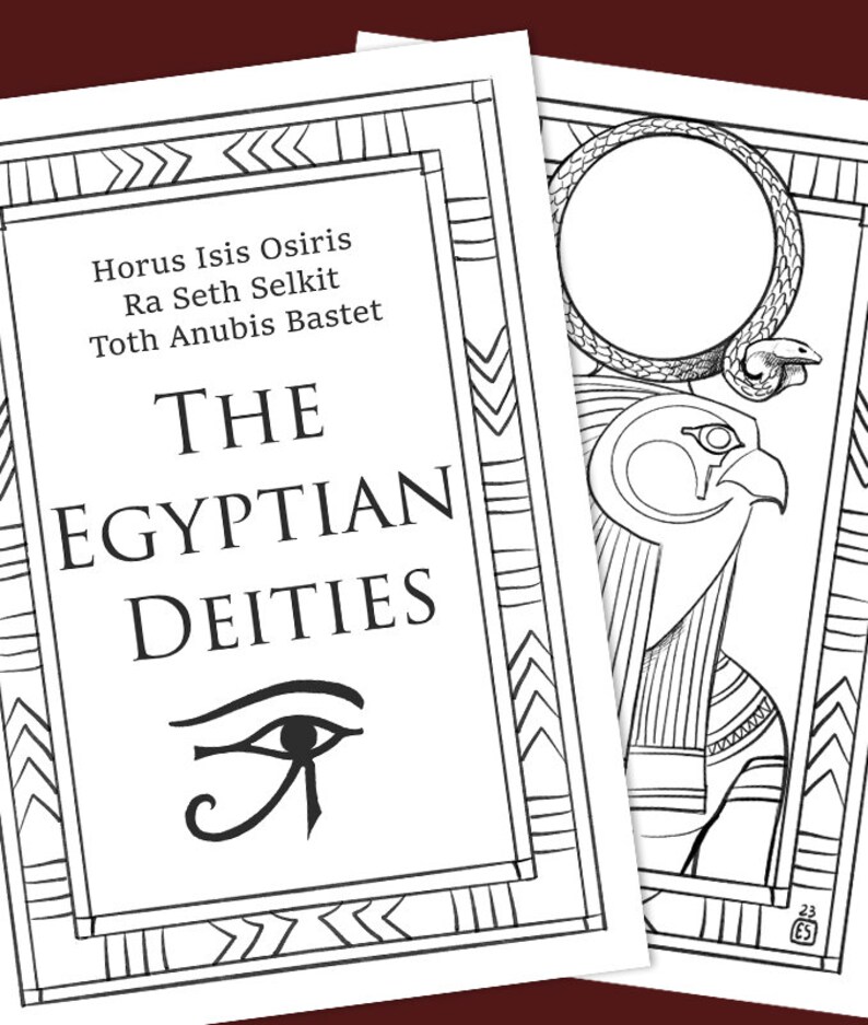 COLORING BOOK - Egyptian Deities - 9 Pages Inspired by Ancient Egyptian ...