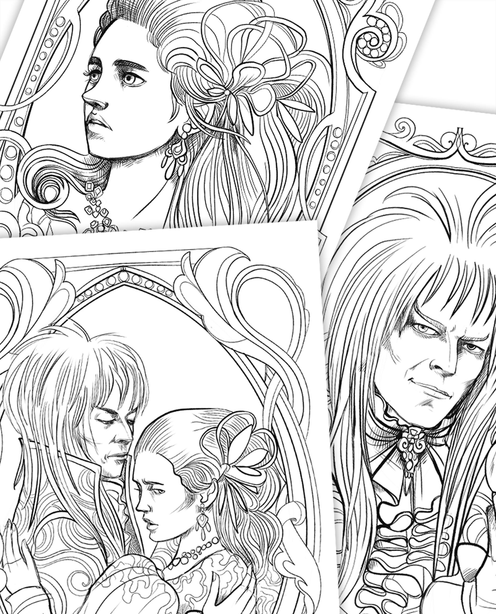 3 Coloring Pages PDF - Labyrinth - Jarreth and Sarah - David Bowie and ...