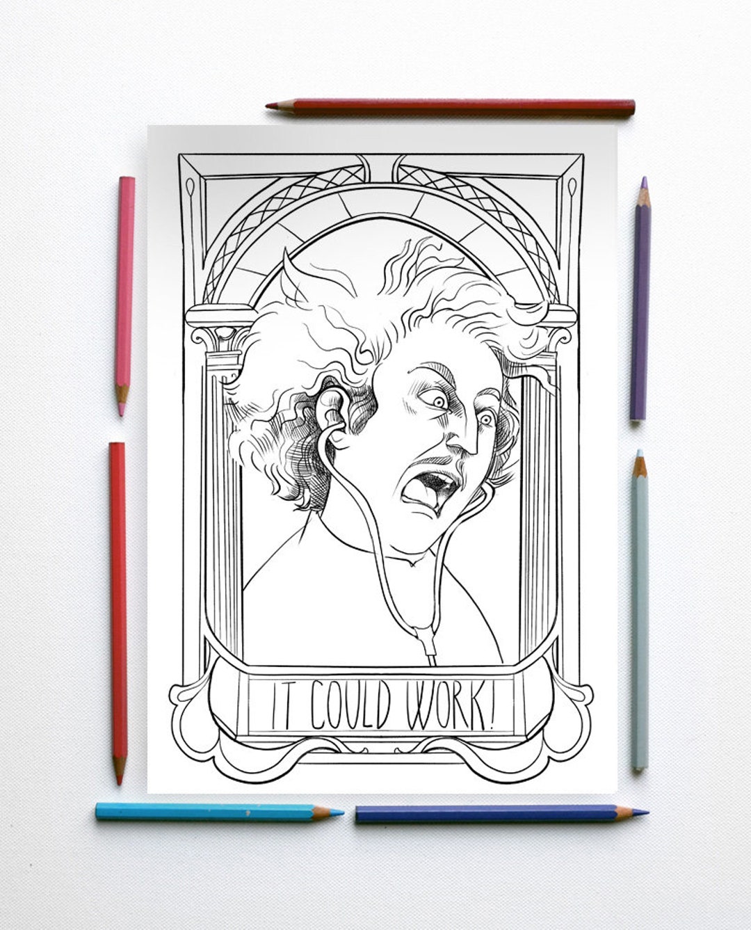 Coloring Page PDF - Gene Wilder - Young Frankenstein - Mel Brooks ...