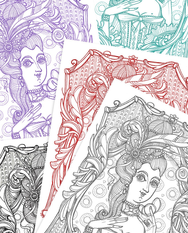Coloring Page- Marie Antoinette Portrait -PDF Instant Download ...