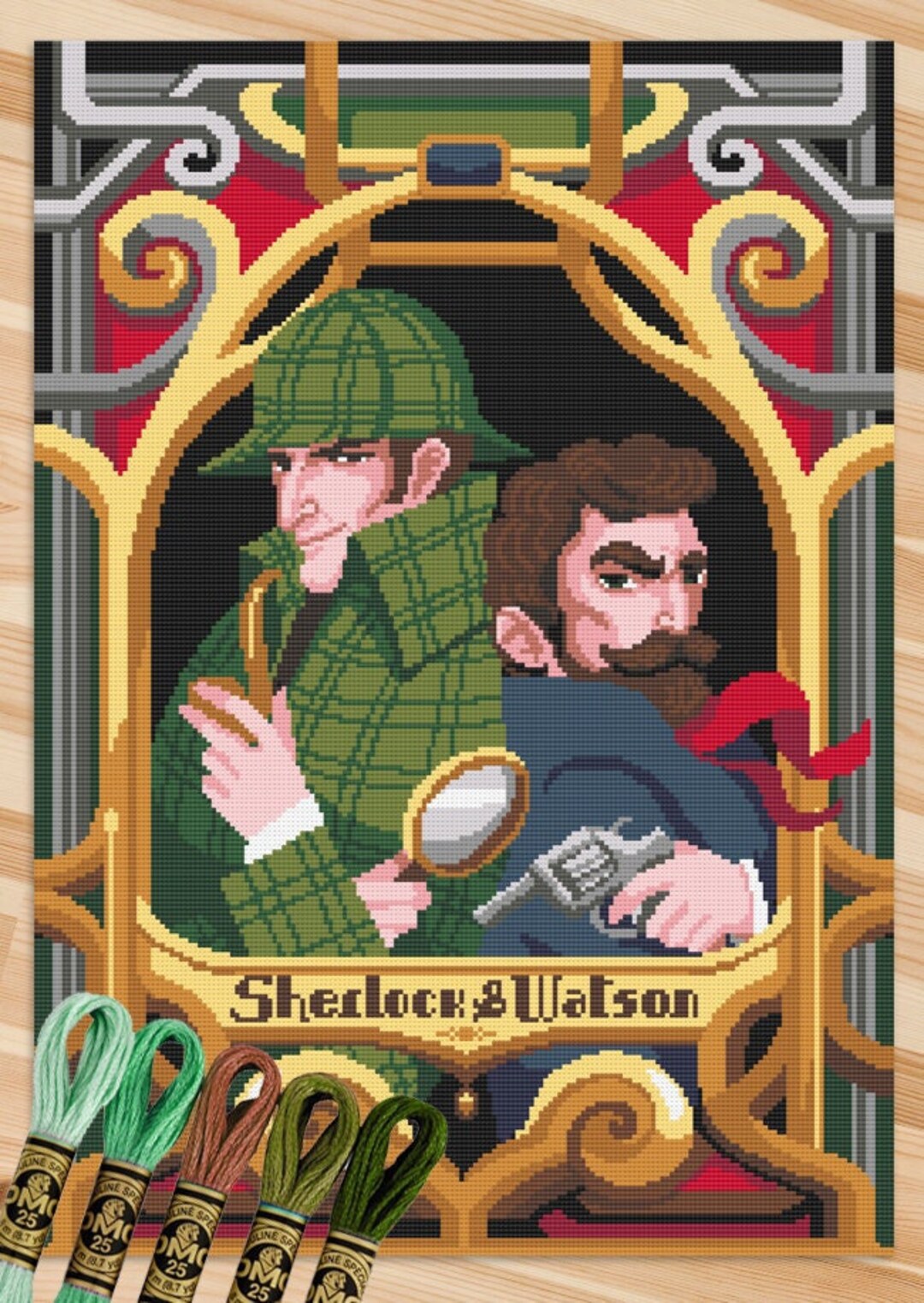 Sherlock and Watson Cross Stitch Pattern PDF 184x260 Stitches -from ...