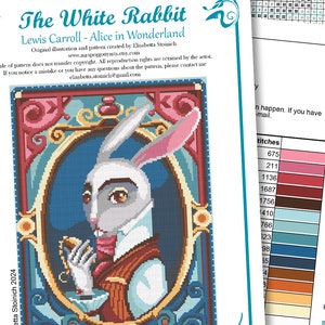 COUNTED STITCH Pattern - the White Rabbit - Alice in Wonderland - Lewis ...
