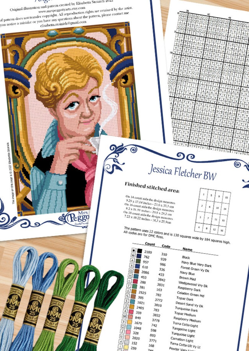 Counted Stitch Pattern Jessica Fletcher Murder She Wrote - Etsy