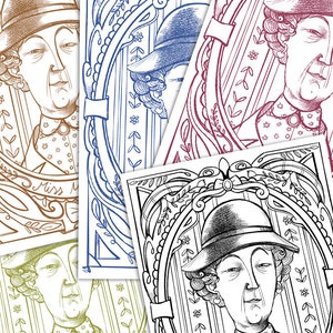 Coloring Page PDF - Agatha Christie - Miss Jane Marple Portrait ...