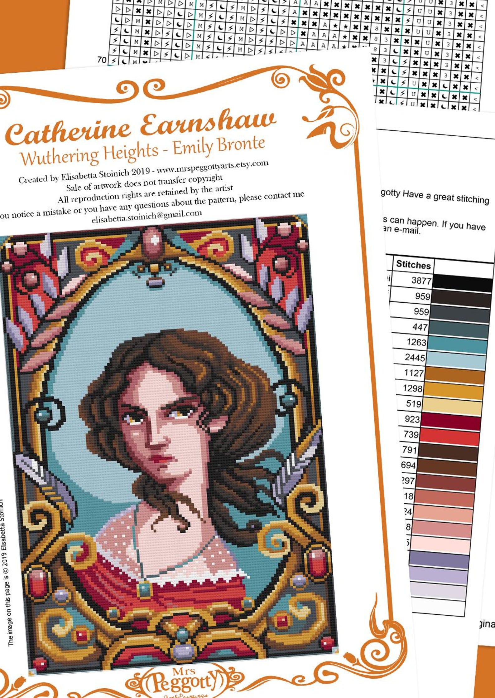 Cross Stitch Pattern - Wuthering Heights - Catherine Earnshaw- Emily ...