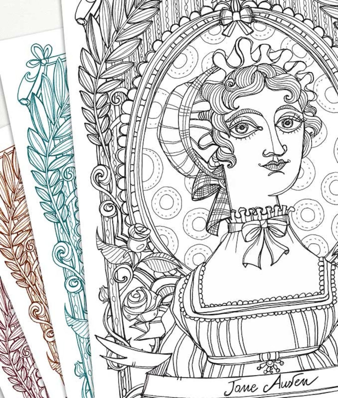 Jane Austen Coloring Page - Instant Download- Art Printable Pattern - Etsy