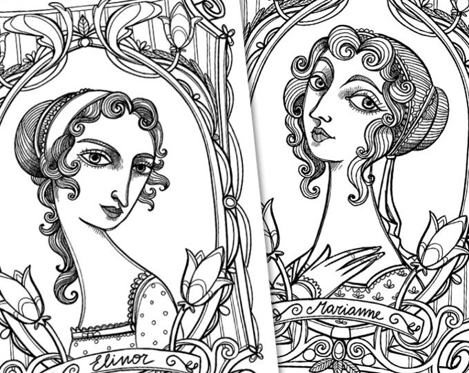 Coloring Page PDF emily Bronte Coloring Portrait Instant - Etsy
