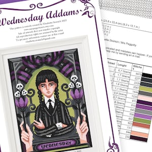 Cross Stitch Pattern PDF - Wednesday Addams Portrait - Ready to ...