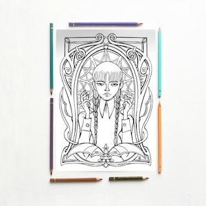 Coloring Page PDF -wednesday Addams Portrait- Tim Burton "wednesday ...
