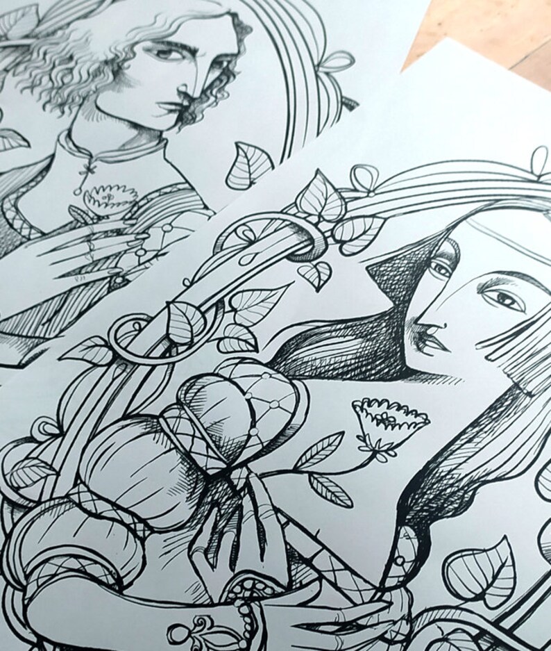 Coloring Pages - Tristan and Iseult -instant Download - 2 Printable ...