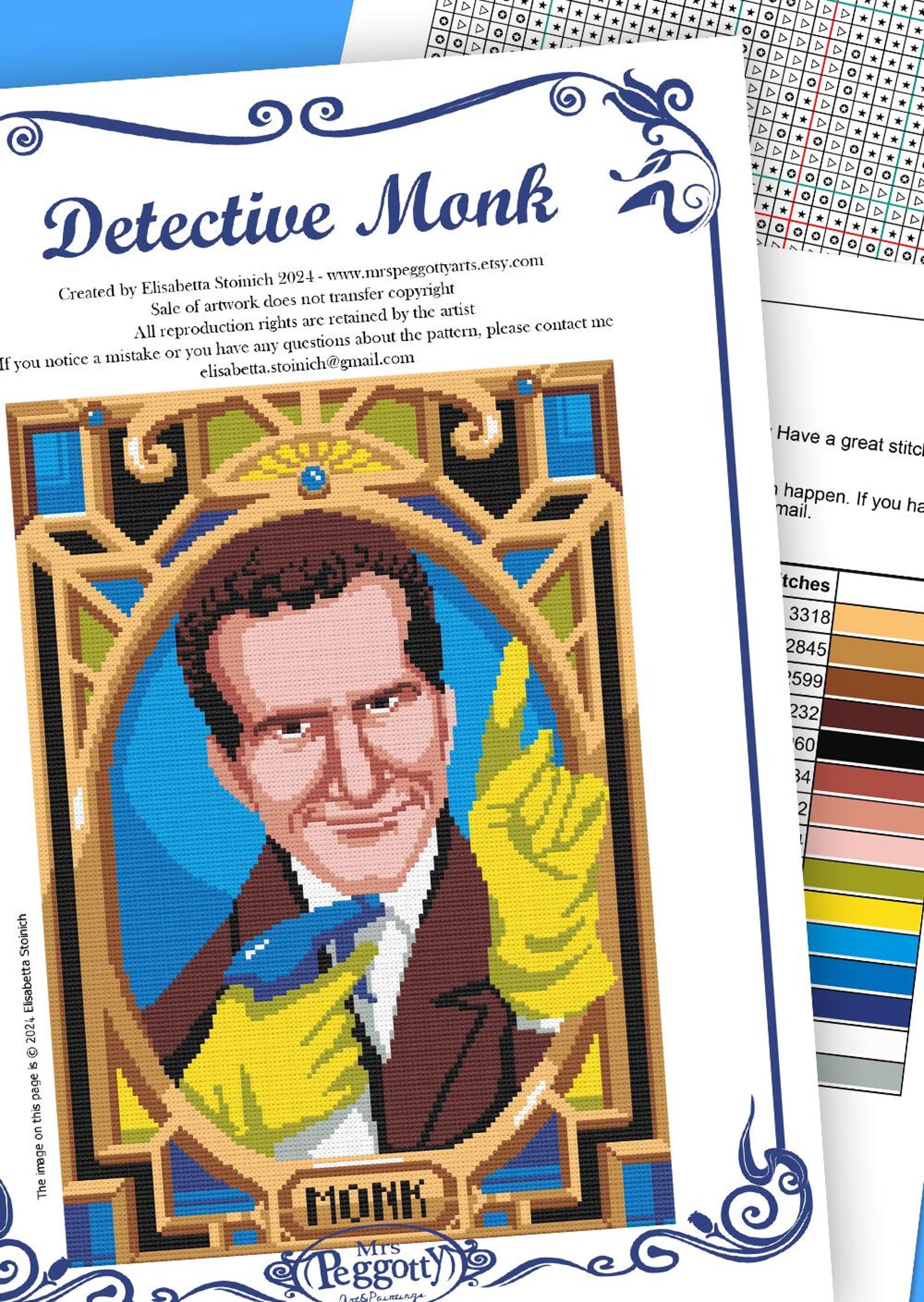 Cross Stitch Pattern - Detective Adrian Monk - Series TV Fan Art ...