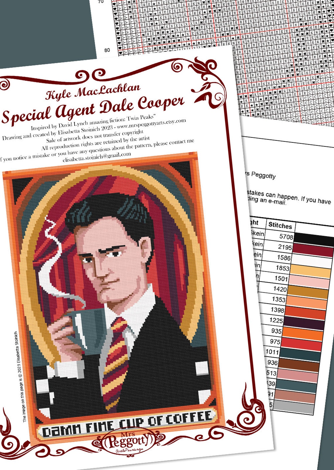 Cross Stitch Pattern- Agent Cooper Portrait- Kyle Maclachlan - Twin ...